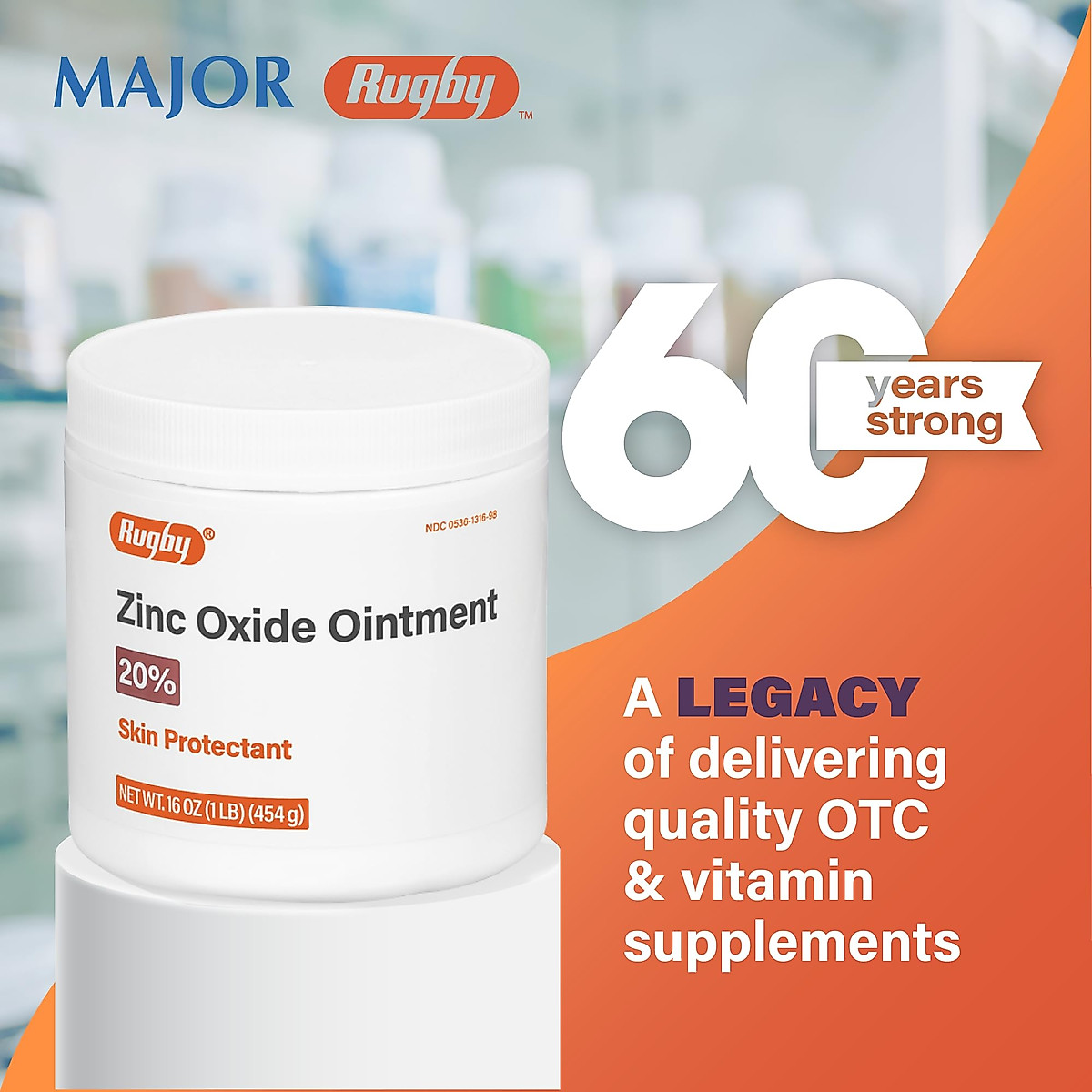 Rugby Zinc Oxide Ointment Skin Protectant - 20% - 16 Oz (1lb) (454 g) (4 Pack)