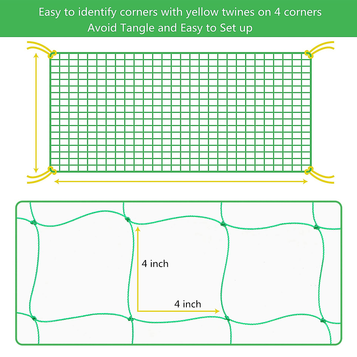 Plant Trellis Netting for Climbing Plants Outdoor Heavy Duty Plastic Garden Trellis Netting 27 Strands Plant Climbing Net Strong Support for Clematis, Cucumber,Tomatoes and Vine Plants （5.9x5.9FT）