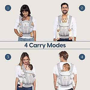 Ergobaby Omni Breeze All Carry Positions Breathable Mesh Baby Carrier Newborn to Toddler with Enhanced Lumbar Support & Airflow (7-45 Lb), Pearl Grey
