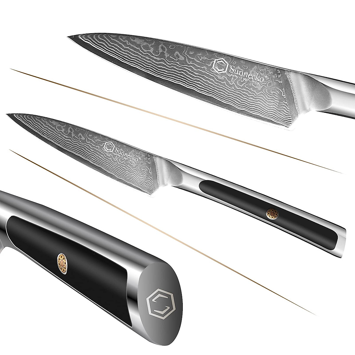 Sunnecko Paring Knife 3.5 Inch, Fruit Knife with 67-layers Damascus Steel VG-10 Blade Small Knife, Peeling Knife with Inlaid Handle Small Kitchen Knife Perfect for Cutting Fruit Vegetables Petty Knife