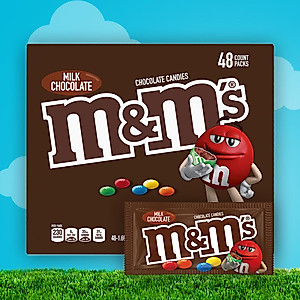 M&M'S Milk Chocolate Candy Singles Size 1.69-Ounce Pouch 48-Count Box