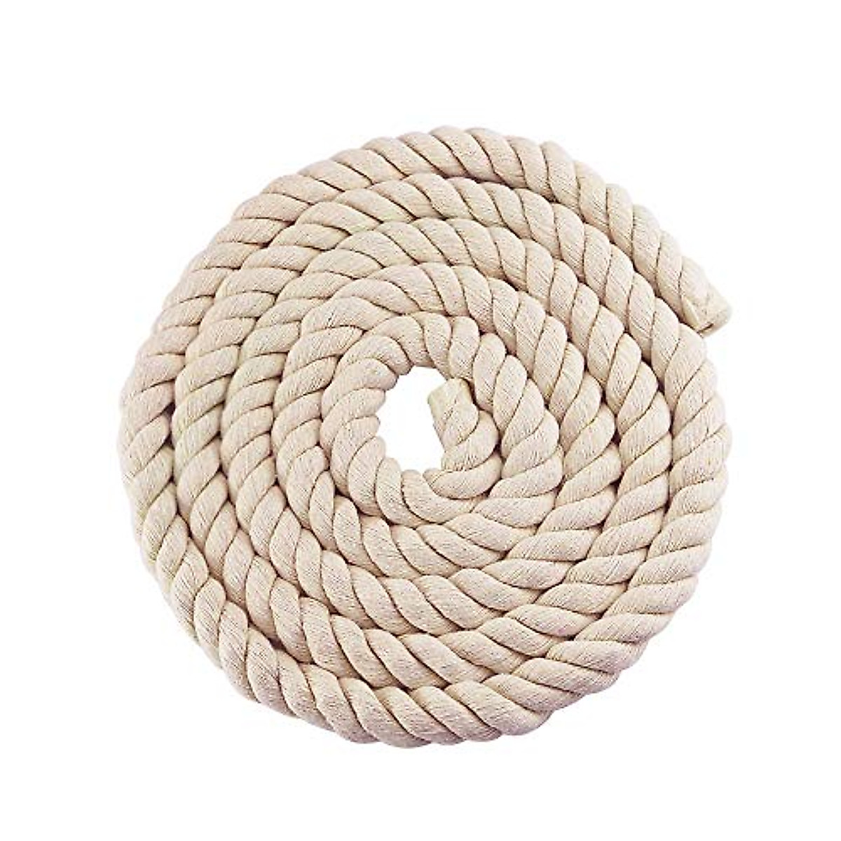 Faxco 10ft Natural Twisted Cotton Rope Strong Triple-Strand Rope for Sports, Crafts, Indoor Outdoor Use Tug of War Rope