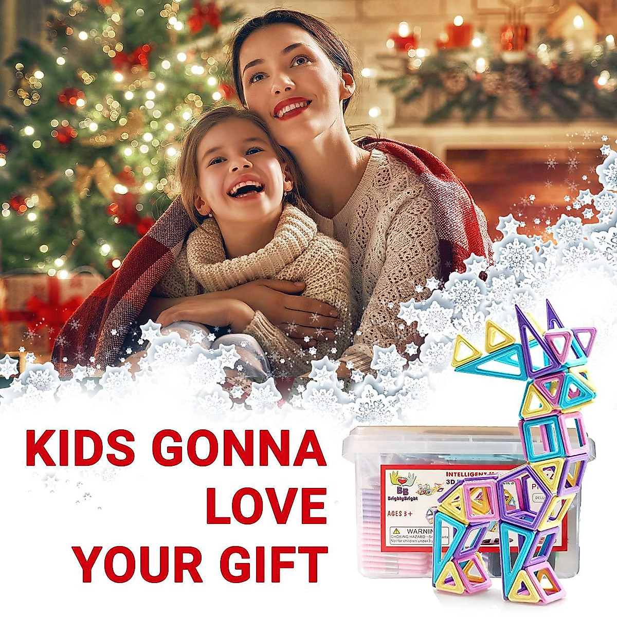 BrightyBright Magnetic Blocks Castle Building Toys Intelligent 3D STEM Educational Game for Kids Toddlers Boys Girls Magnet Tiles Set 114 Pc Best Gifts for Kids, Multicolor