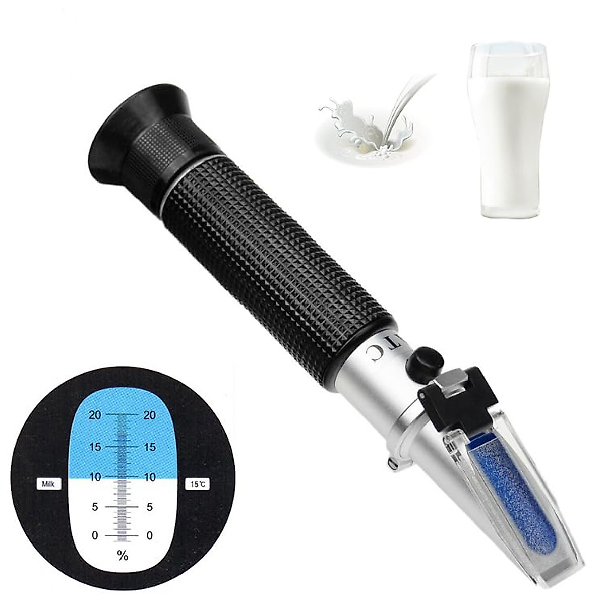 FVRYCA Milk Refractometer with ATC Milk Testing Equipment Easy to Test Milk Scale Range 0-20%