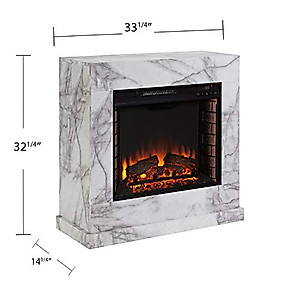 SEI Furniture Dendale Faux Marble Electric Fireplace, White-Gray Veining
