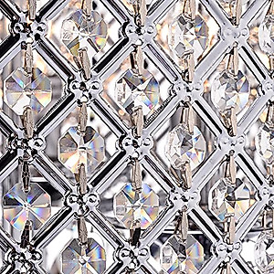 Edvivi Marya 4-Lights Chrome Round Crystal Chandelier Ceiling Fixture | Beaded Drum Shade