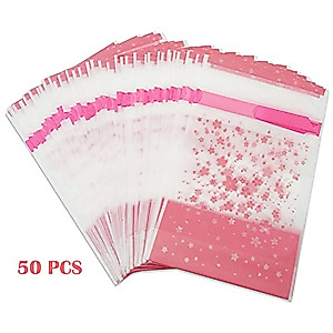 Vowcarol 50pcs Party Favor Bags, Treat Bags Drawstring Gift Bags, Goodie Bags Small Gift Bags Bulk- Cherry blossoms