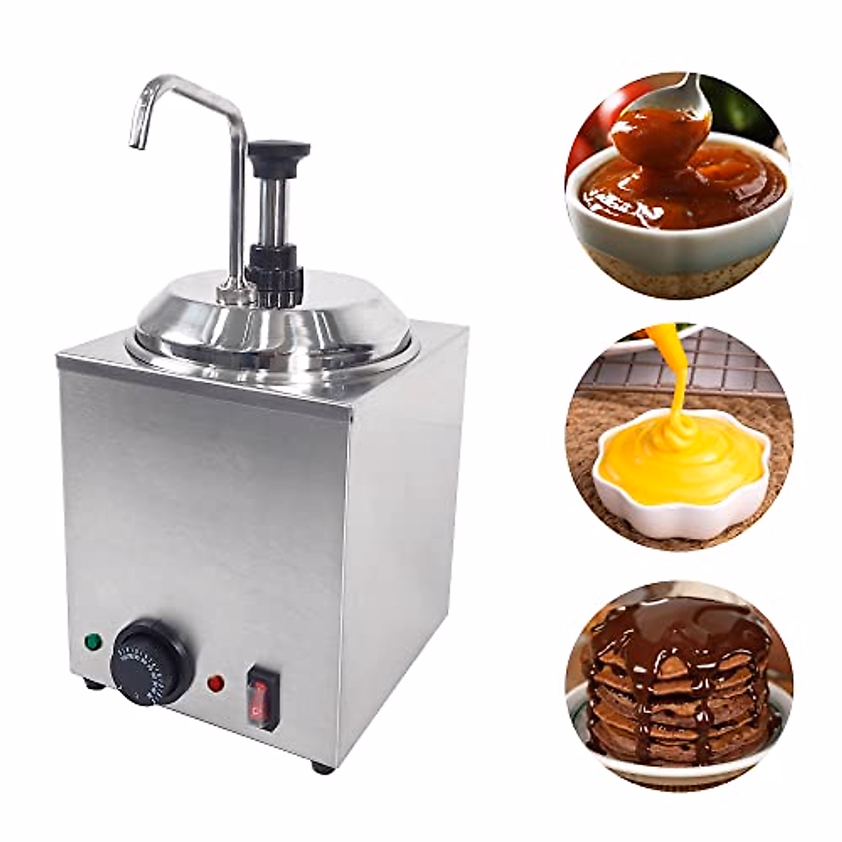 650W Electric Hot Fudge Warmer,Cheese Dispenser with Pump,2.3L Cheese Sauce Warmer Pump Dispenser,Stainless Steel Cheese Pump Dispenser for Fudge Cheese Caramel,30-110℃ (B)