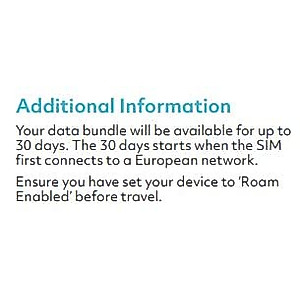 20GB Bundle - Europe Data SIM Card - 33 Countries - 4G Speed - Dataroam - Cellhire