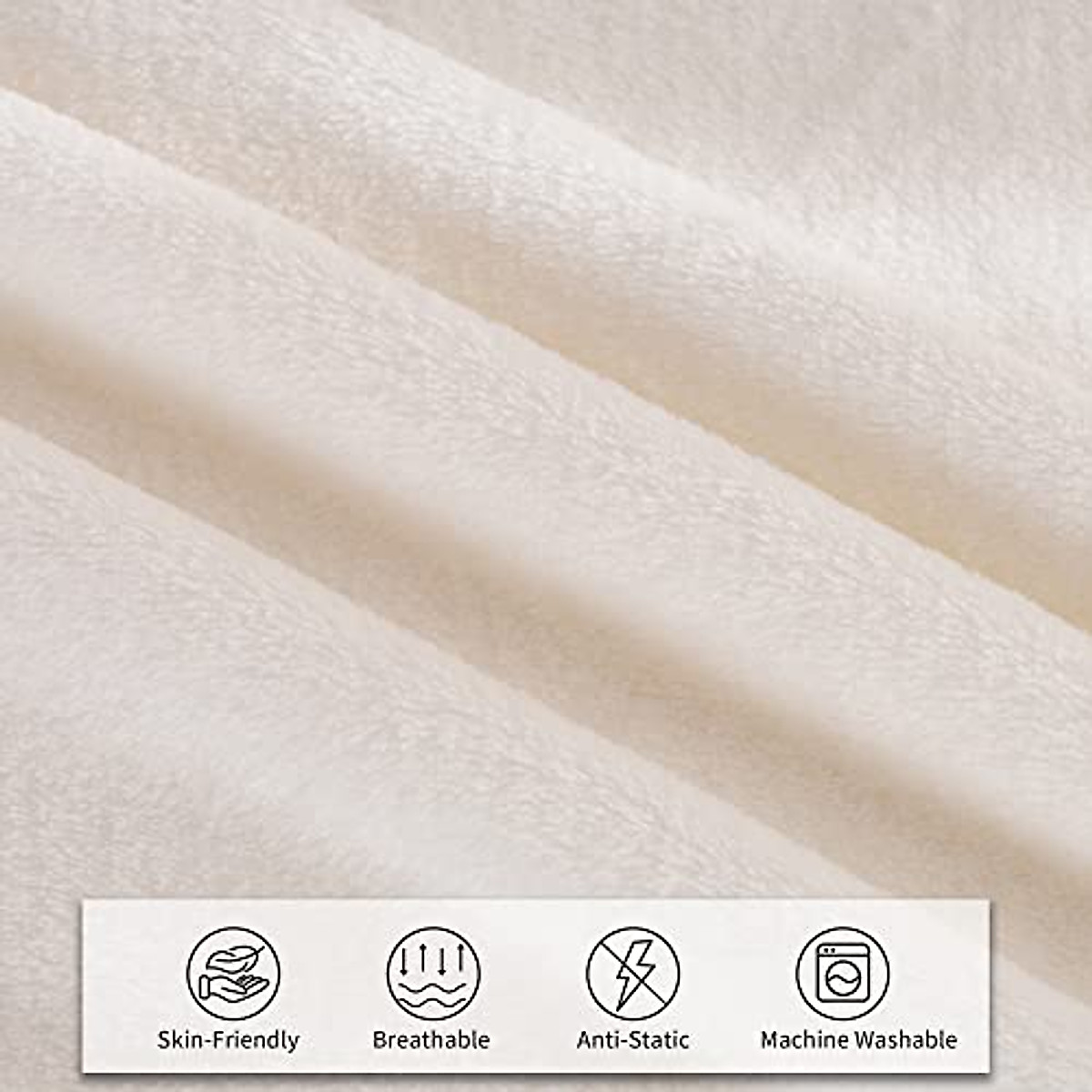 RECYCO Fleece Blanket Twin Size for Couch, Super Soft Twin Blanket for Bed, Lightweight Fuzzy Cozy Warm Cream White Throw Blanket for Couch, Large Oversized Blanket Throw for Sofa, Chair 60"x80"