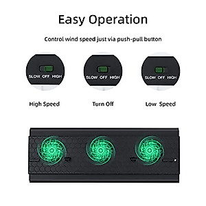 Mcbazel Vertical Cooling Stand for Xbox One X, Cooling Fan Stand with 3 USB Ports and Light Bar Compatible with Xbox One X Console Only - Black