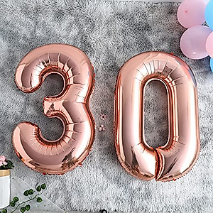 BALONAR 40 inch Jumbo 30 Rose Gold Foil Balloons for 30th Birthday Party Supplies,Anniversary Events Decorations and Graduation Decorations