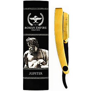 ROMAN EMPIRE SHAVING Jupiter New Straight Razor for Professional Barber with 20 Blades Sampler (Astra-Sharp-Shark-Treet)