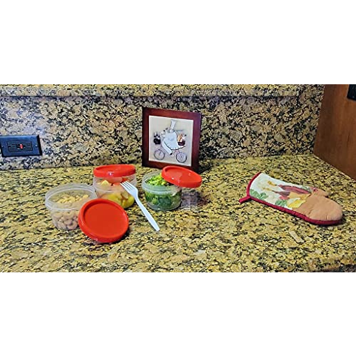 Durx-litecrete (10 Ounce 10 Pack Twist cap Deli Containers Clear Bottom With Blue Top Screw on Lids Twist Top Food Storage Freezer Containers