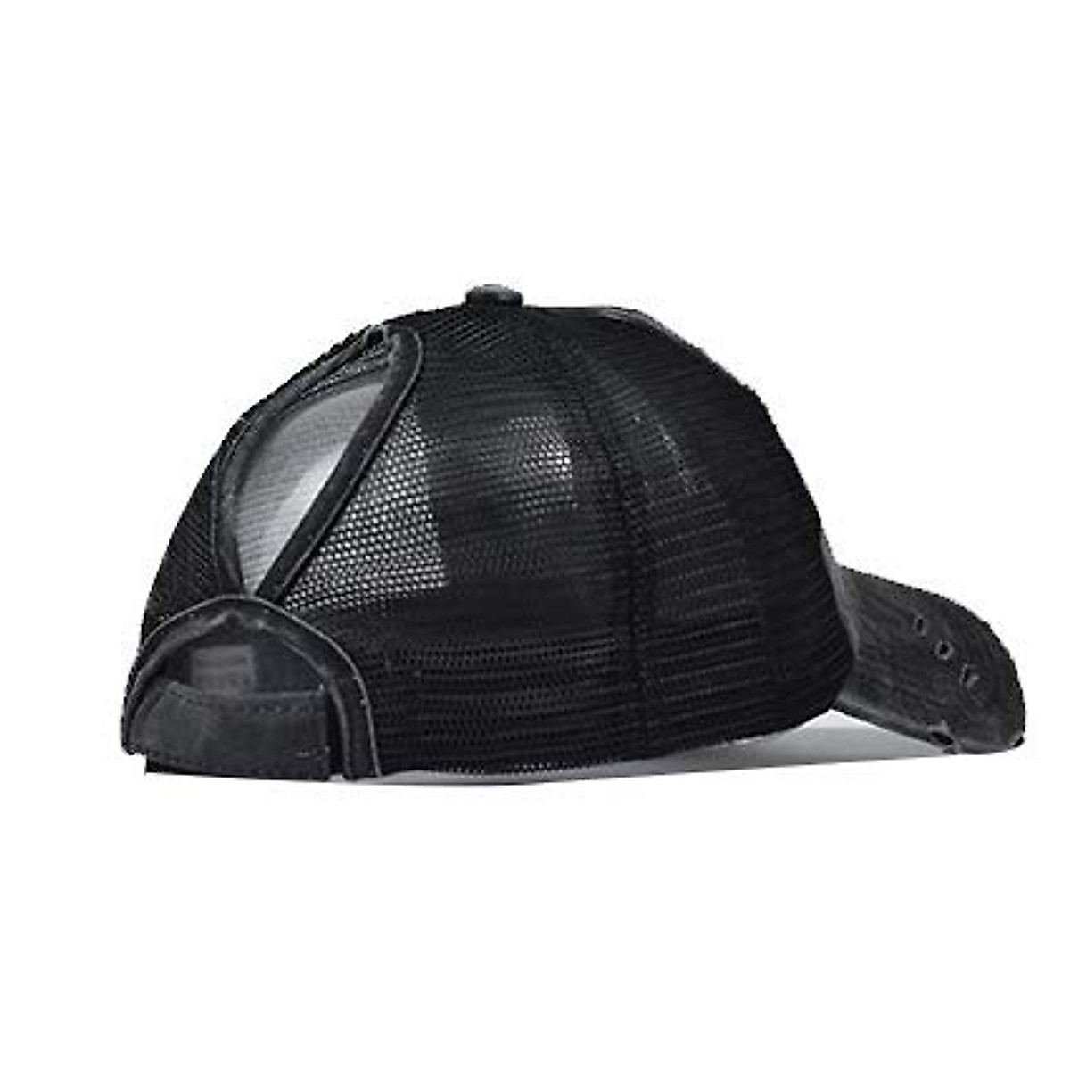 Eohak Distressed Ponytail Hats Baseball for Women Messy-Bun Pony Caps (Black)