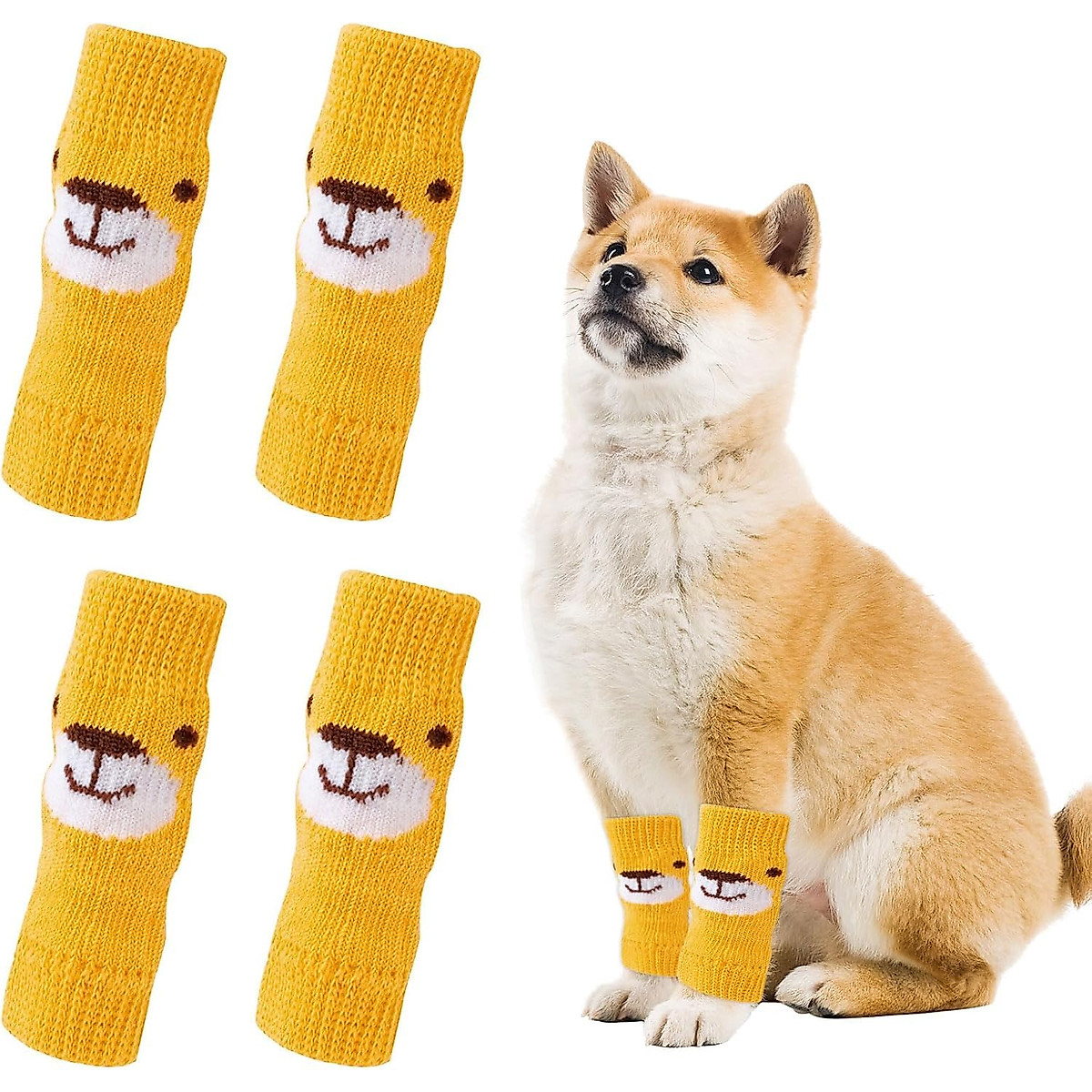 Zerodis 4pcs Pet Dog Elbow Protector, Elbow Support Wrap Pet Leg Warmers for Dogs Cats Knitted Dog Elbow Sleeve Leg Support Wrap Protectors S