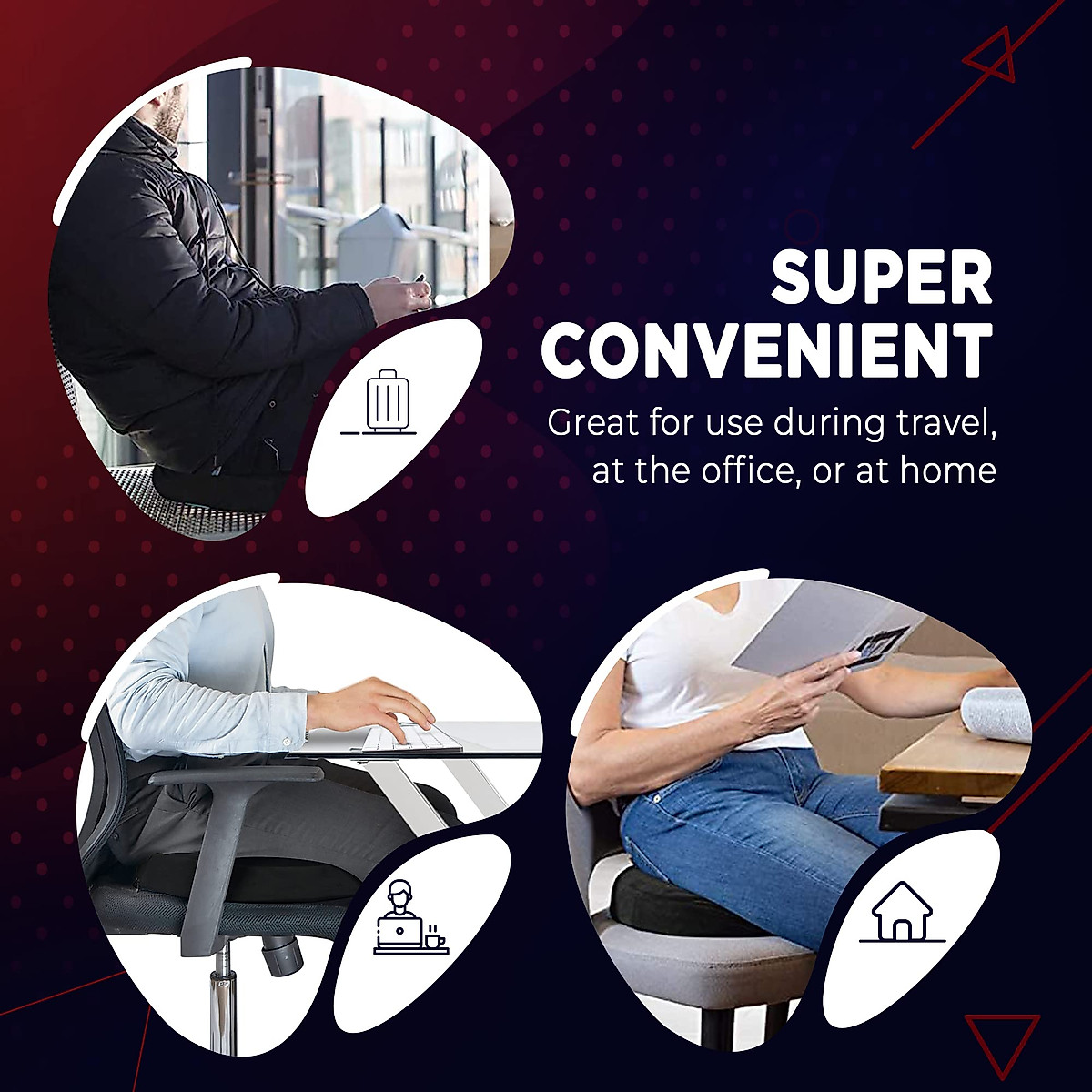 Donut Pillow Seat Cushion Orthopedic Design| Tailbone & Coccyx Memory Foam Pillow | Relieve Pain and Pressure for Hemorrhoid, Pregnancy Post Natal, Surgery, Sciatica (Black)