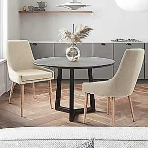 E&D FURNITURE Dining Chairs, Upholstered Metal Leg Living Room Chair Set of 4 Accent Beige Fabric Dining Comfy Chair for Kitchen and Dining Room