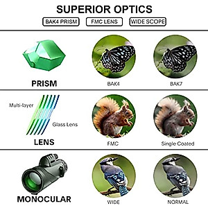 Powerful 80X100 HD Monocular Telescope, 12X Magnification Long Range Zoom with Tripod Phone Clip for Outdoor Hunting Camping Tourism