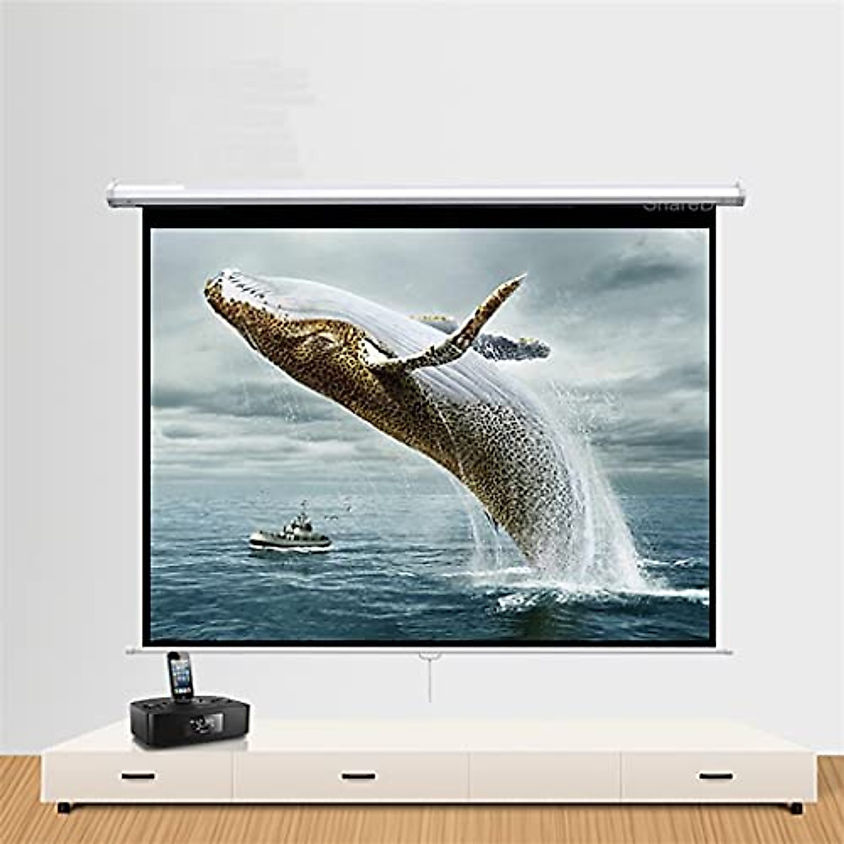 FZZDP Manual Pull Down Projector Screen 60 72 84 100 Inch 4:3 Widescreen Retractable Auto-Locking Portable Projection Screen ( Size : 100 inch )