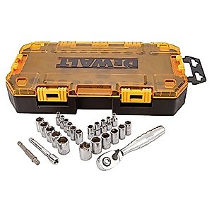 DEWALT Drive Socket Set, SAE/Metric, 1/4-Inch Drive, 25-Piece (DWMT73805)