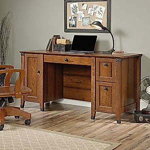 Sauder Carson Forge Computer Desk, Washington Cherry finish
