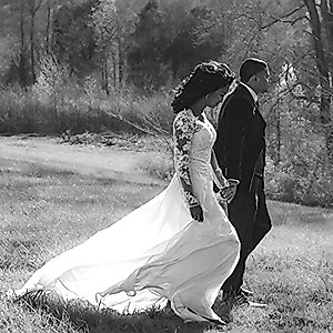 Findlovewedding Wedding Dresses for Bride 2023 with Lace Appliques Chiffon A Line Women Dress Long Sleeves Beach Bride Dress US4 Ivory