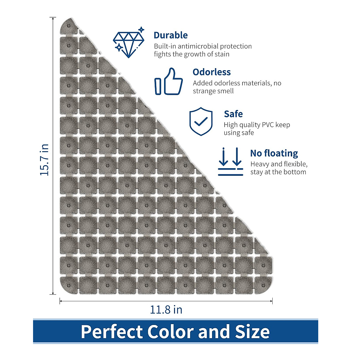 Bligli Sink Mat for Stainless Steel/Ceramic Sinks, 2 Pack 15.7x11.8 inches PVC Sink Protectors for Bottom of Kitchen Sink, Dishes and Glassware drain Mats, Durable and Fast Draining (Clear Grey)