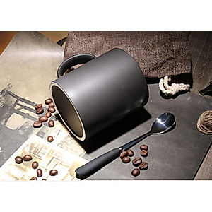 11 oz Matte Black Porcelain Coffee Mug, Smilatte Classic Ceramic Cup with Hanlde for Latte Cappuccino Tea, Matt Black