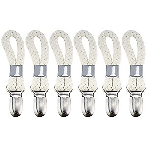 Meprotal 6pcs Tea Towel Clips with Loop Cotton, Metal Cloth Hook Clip Hangers for Home Kitchen Bathroom Hanging Towels (Type1)