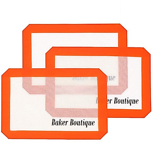 Silicone Baking Mat Set, Reusable Heat Resistant Non-stick Silicon Liner, Professional Grade Silicone Pads for Quarter Sheet (11.6" x 8.1", 3 Pieces)