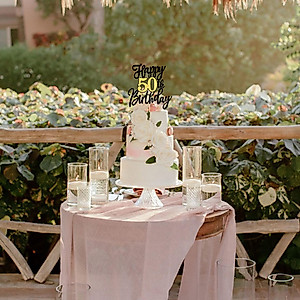 1 PCS Happy 50th Birthday Cake Topper Black Gold Glitter Cheers to 50 Years Birthday Cake Pick 50 Fabulous Cake Decoration for Happy 50th Birthday Anniversary Party Cake Decorations Supplies