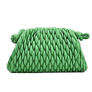 Quilted Clutch Handbag Dumpling Bag for Women Cloud Purse Ruched Bag Handmade Leather Hobo Bag