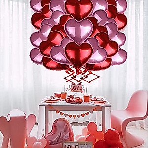 Happy Valentines Day Balloons Red Pink Heart Shape Balloon Party Decorations Supplies, Valentines Day Decorations, Romantic Anniversary Balloons Decor