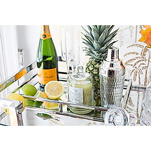 Le'raze Mirrored Vanity Tray, Decorative Tray with Chrome Rails for Display, Perfume, Vanity, Dresser and Bathroom, Elegant Mirror Tray Makes A Great Bling Gift –16X10 Inch