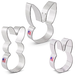 Easter Bunny Cookie Cutters 3-Pc. Set Made in USA by Ann Clark, Easter Bunny Head, Rabbit, Baby Bunny Head