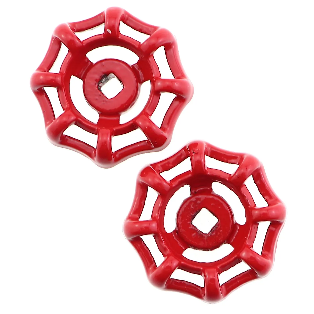 Caishun 2PCS Outdoor Faucet Handle 45MM Red Valve Handwheel Round Square Hole Shutoff Valve Water Switch Cast Iron Tap Handle Swivel Gate Valve Metal Outdoor Faucet Handle