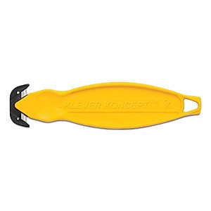 Klever Koncept Safety Cutter, 5.75" Plastic Handle, Yellow, 10/Pack