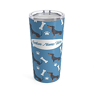Custom Black Dachshund 20oz Travel Mug - Personalized Stainless Steel Insulated Tumbler Cup for Dog Lovers Warm Cold Drinks Coffee Beer Gifts for Men Women Wiener Dog