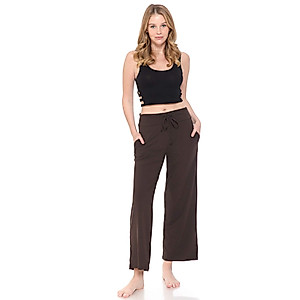 Leggings Depot Women's Fashion Pajama Lounge Pants with Pockets-PJ20-BROWN-XL