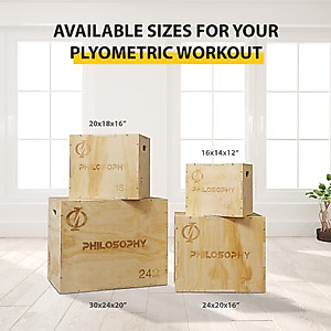 Philosophy Gym 3 in 1 Wood Plyometric Box - 30" x 24" x 20" Jumping Plyo Box for Training and Conditioning