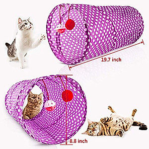 MIBOTE 28Pcs Cat Toys Kitten Toys Assorted, Cat Tunnel Catnip Fish Feather Teaser Wand Fish Fluffy Mouse Mice Balls and Bells Toys for Cat Puppy Kitty