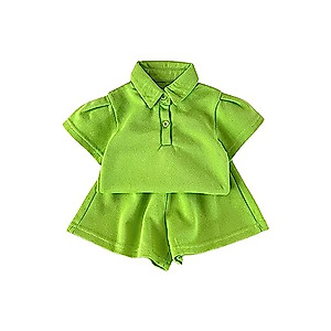 Junsyuffk Teen Girl Clothes Baby Boy Girls Cotton Linen Shorts Set Short Sleeve T-Shirt Top Elastic Waistband Shorts Set Summer Outfit Clothes 12 Month Boy Clothes Green