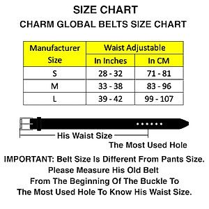 CHARM GLOBAL Personalized Belts For Men, Genuine Leather Belts, Personalized Gifts For Men, LB61 (M-Black)