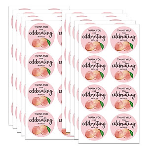 Peach Stickers Thank You for Celebrating with Us Stickers 2 Inch Peach Birthday Party Favor Sticker Labels 120 Pcs Per Pack