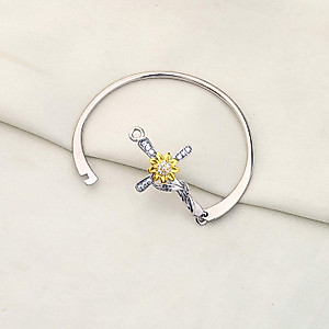 WUSUANED Sunflower Cross Bracelet You Are My Jewelry Inspirational Gift for Women (sunflower cross bracelet)
