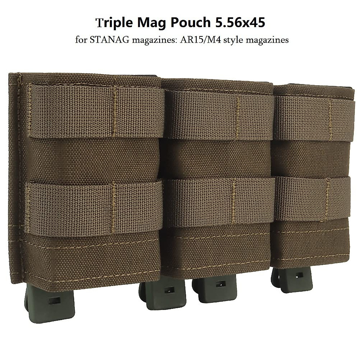 Triple Molle Mag Pouch 5.56 Tactical Open Top M4 M16 Magazine Holder Carrier with Quick Release Magazine Pouch Insert RG