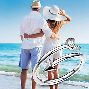 HOLLP Silver Classic Love Sideways Arrow Open Ring Friendship Jewelry Valentine's Day gift for Women(Arrow Ring)