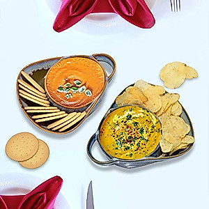 Roe & Moe Stoneware Soup & Side Bowls Set of 2 (Olive Green & Dark Teal)