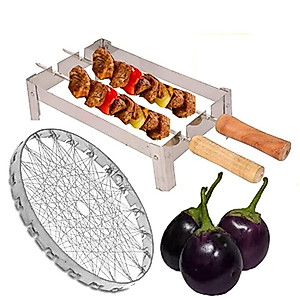 ANSHEZ Small Barbeque Grill Stand For Gas Stove | Gas Tandoor Grill For Home | Foldable Chhota Tandoor with 2 Skewers & 1 Jali |Free Standing | Gas powered